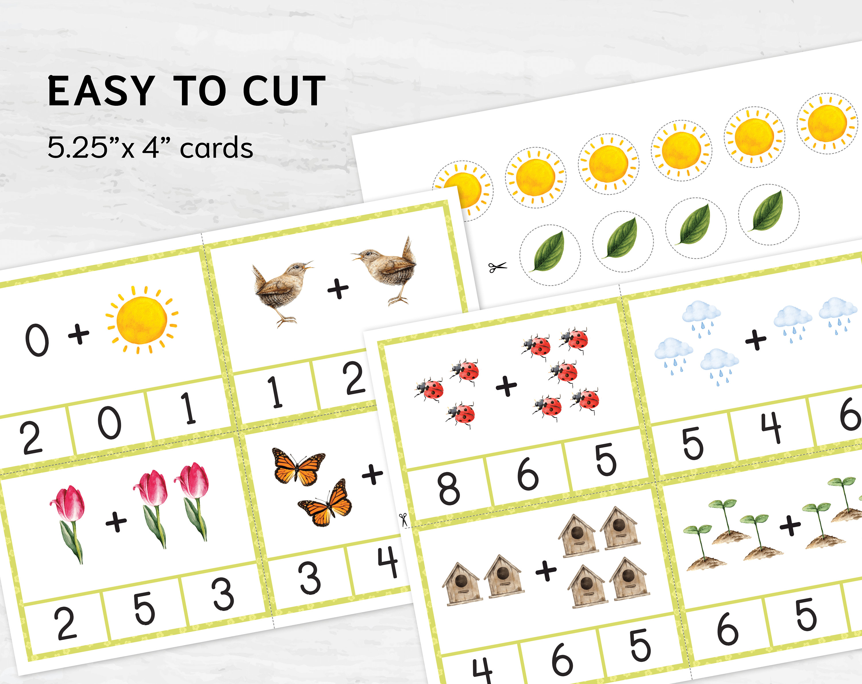 Spring Math Clip Cards - Preschool Addition Activity - Montessori ...