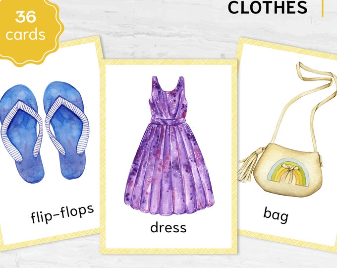 Clothing Flashcards ESL, 32 Printable English Language Vocabulary Cards ...