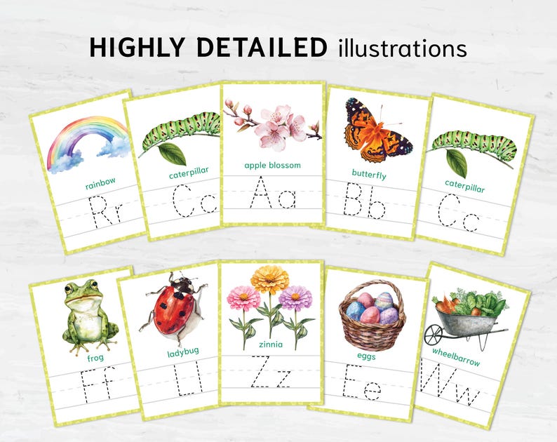 Spring Alphabet Tracing Cards – Printable Spring Themed Letter Learning ...