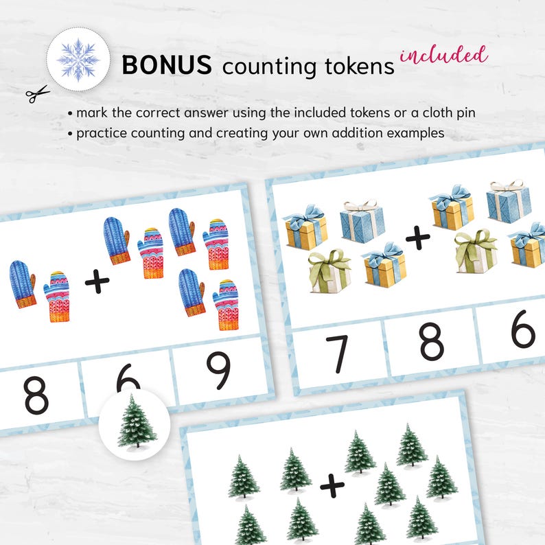 Winter Subtraction Clip Cards: Fun Math Activity for Preschoolers - Etsy