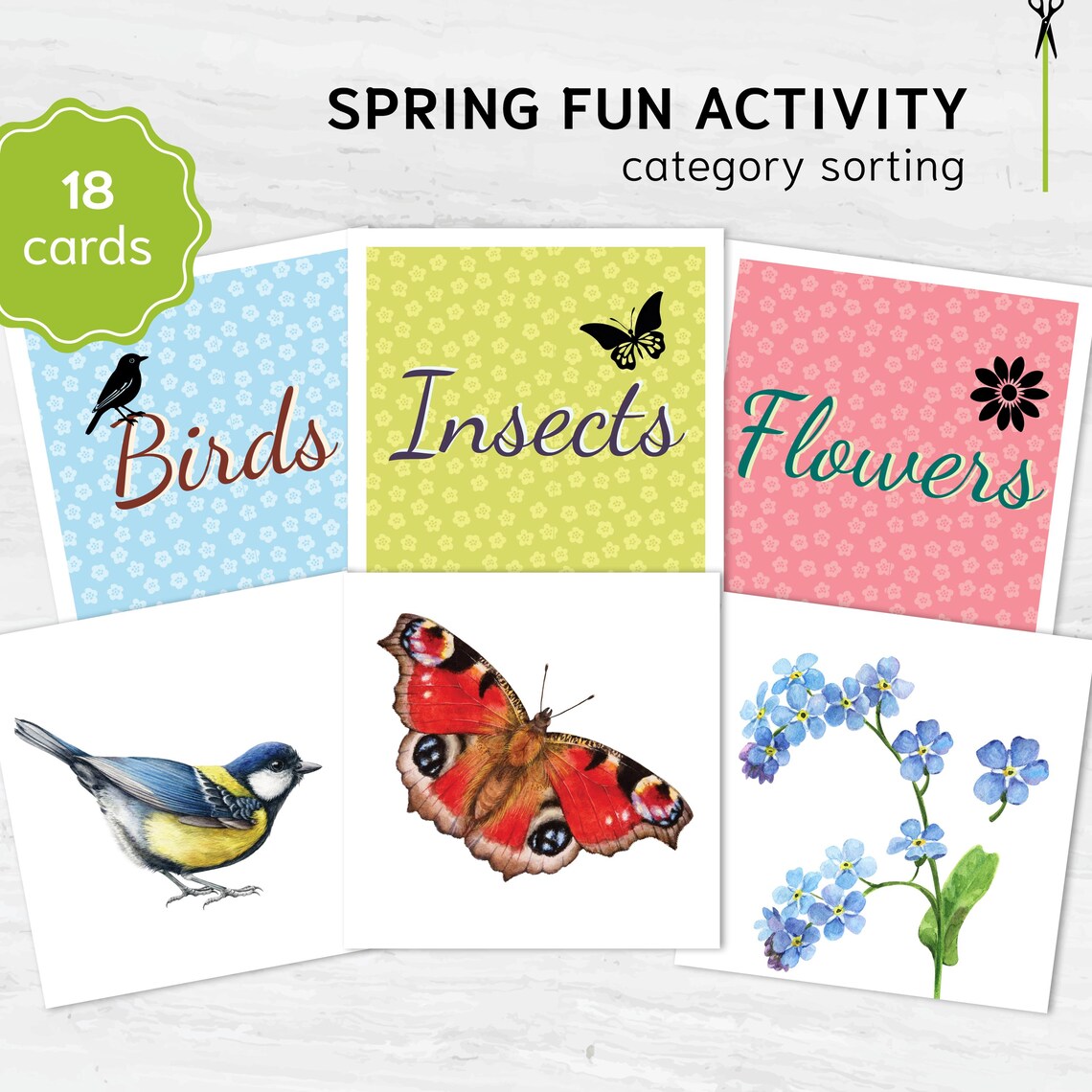 Spring Category Sorting Game Printable | Montessori Nature Activity ...