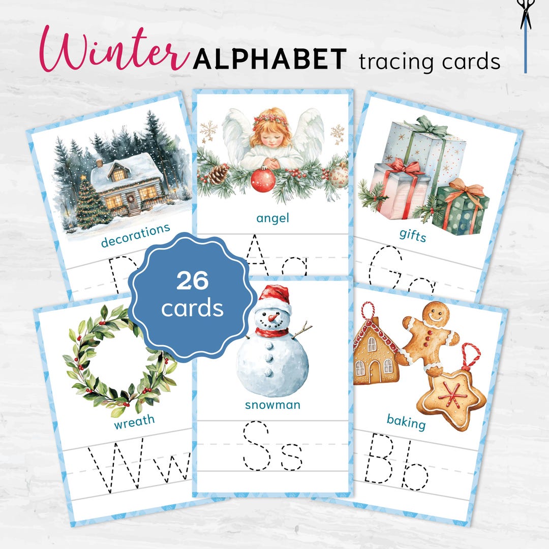Montessori Alphabet Tracing Cards - Christmas Printable Activity Book ...