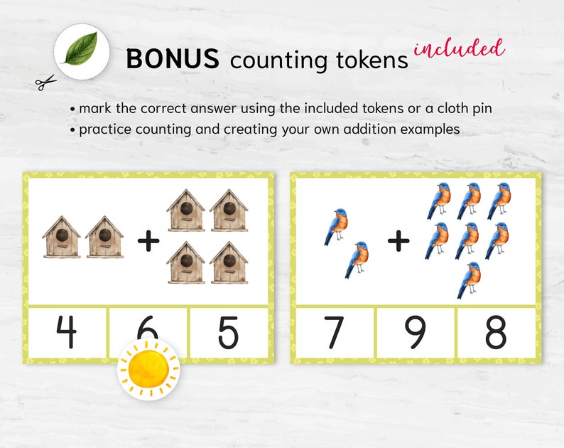 Spring Math Clip Cards - Preschool Addition Activity - Montessori ...
