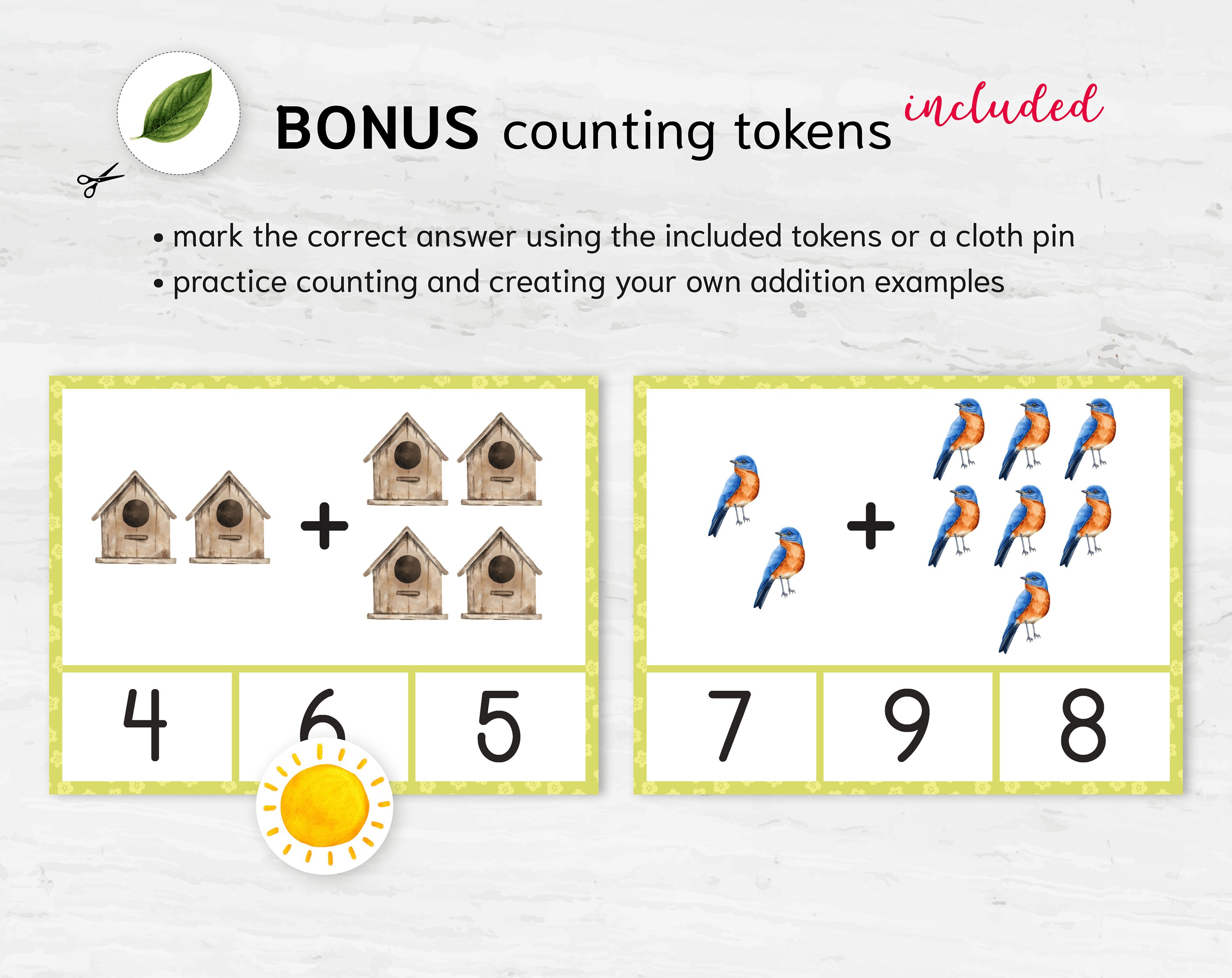 Spring Math Clip Cards - Preschool Addition Activity - Montessori ...