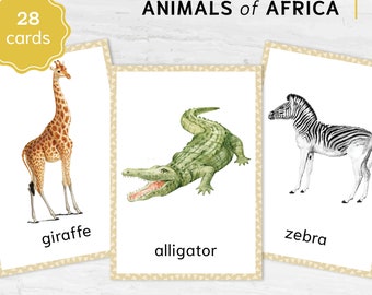 32 Wild Animals Flashcards / Image Cards for Kids. Nomenclature Cards ...