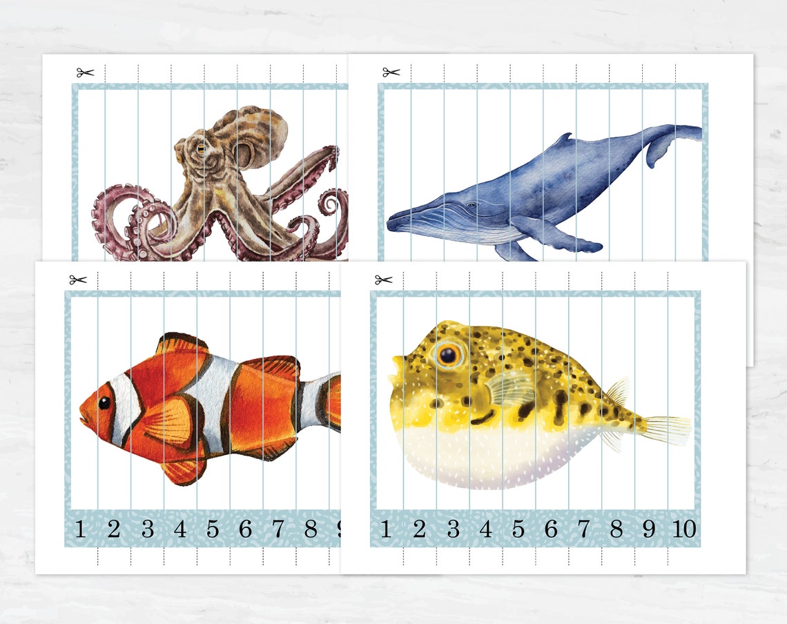 Sea Animals Number Sequence Printable Puzzle. Montessori - Etsy