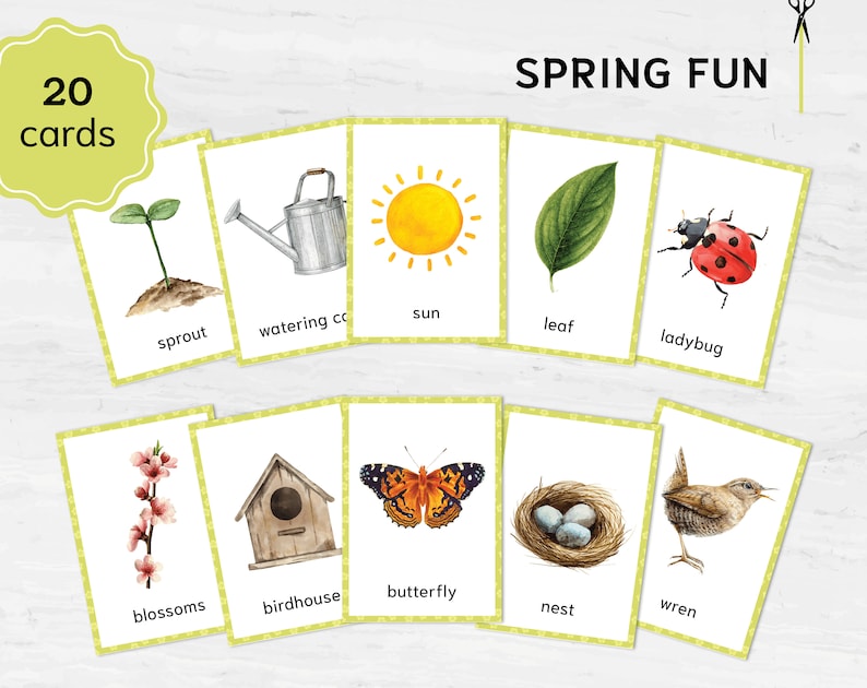 Printable Spring Flashcards: Montessori Vocabulary Materials for ...