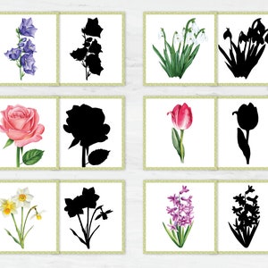 Flower Shadow Matching Cards: Montessori Learning Game (PDF Download ...