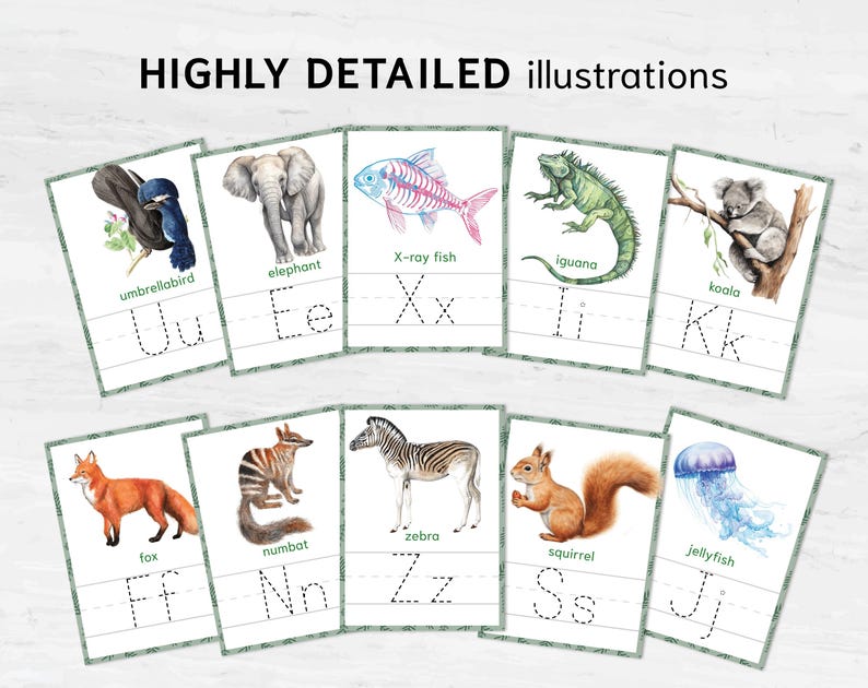 Animal Alphabet Tracing Cards – Printable Letter Learning Activity for ...