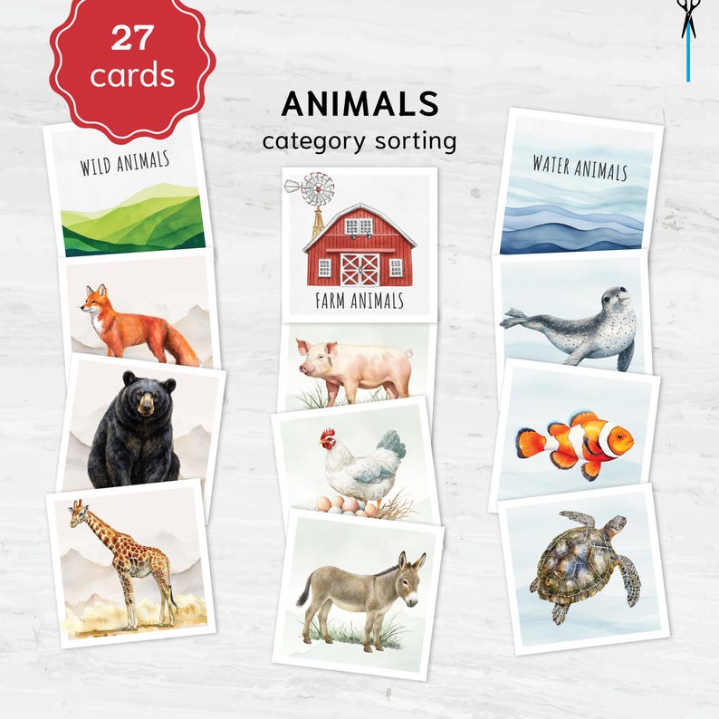 Animals Category Sorting Printable | Montessori Matching Game | Prek ...