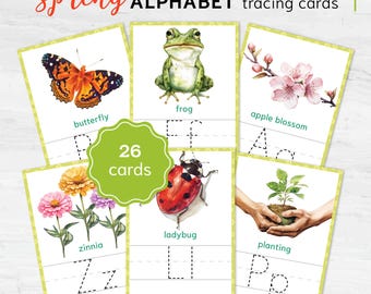 Spring Alphabet Tracing Cards – Printable Spring Themed Letter Learning ...