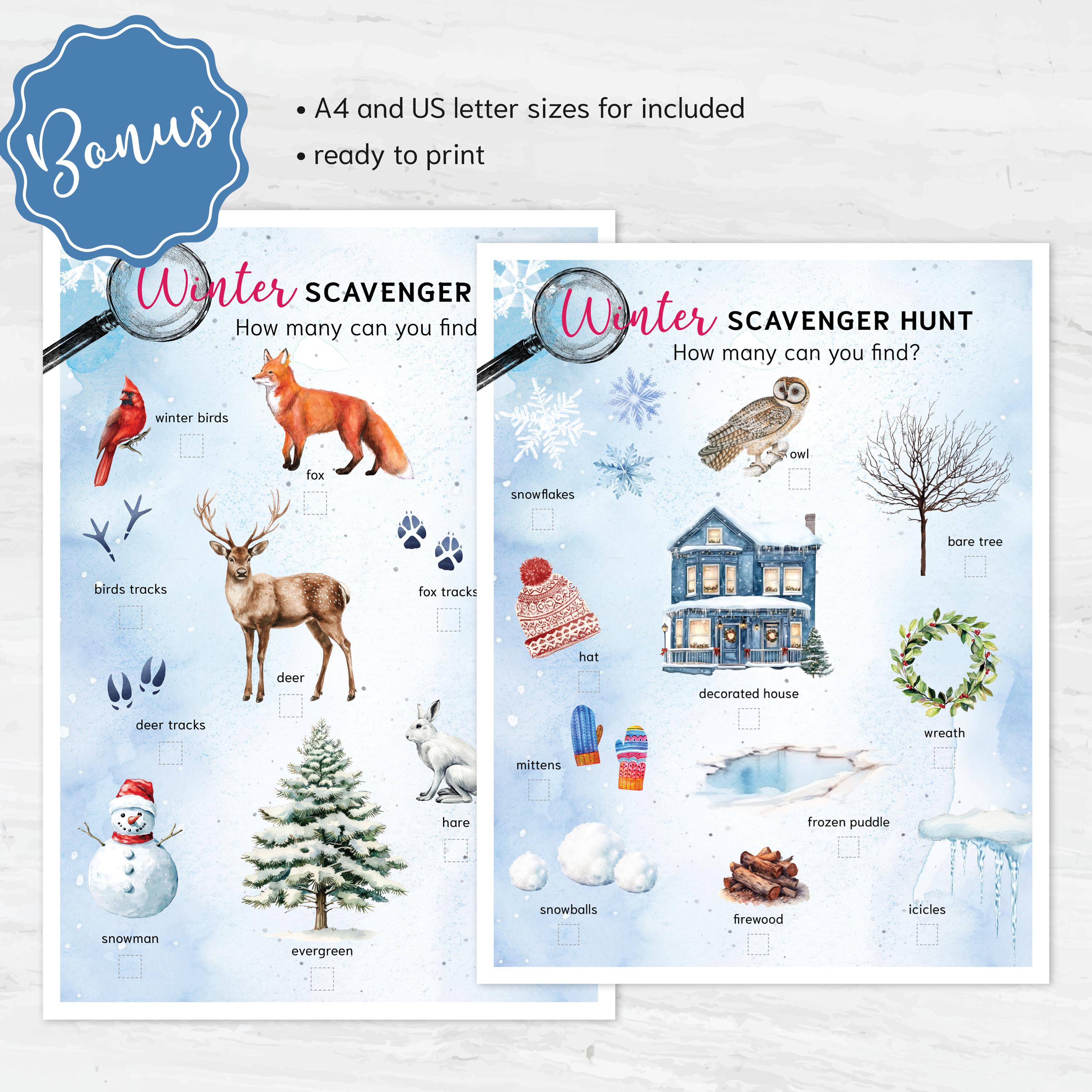 Winter Scavenger Hunt for Kids. Printable Winter Nature Activity ...