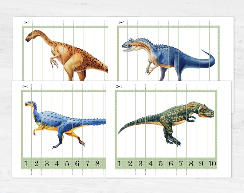 Dinosaur Number Sequence Printable Puzzle. Montessori Preschool Math ...