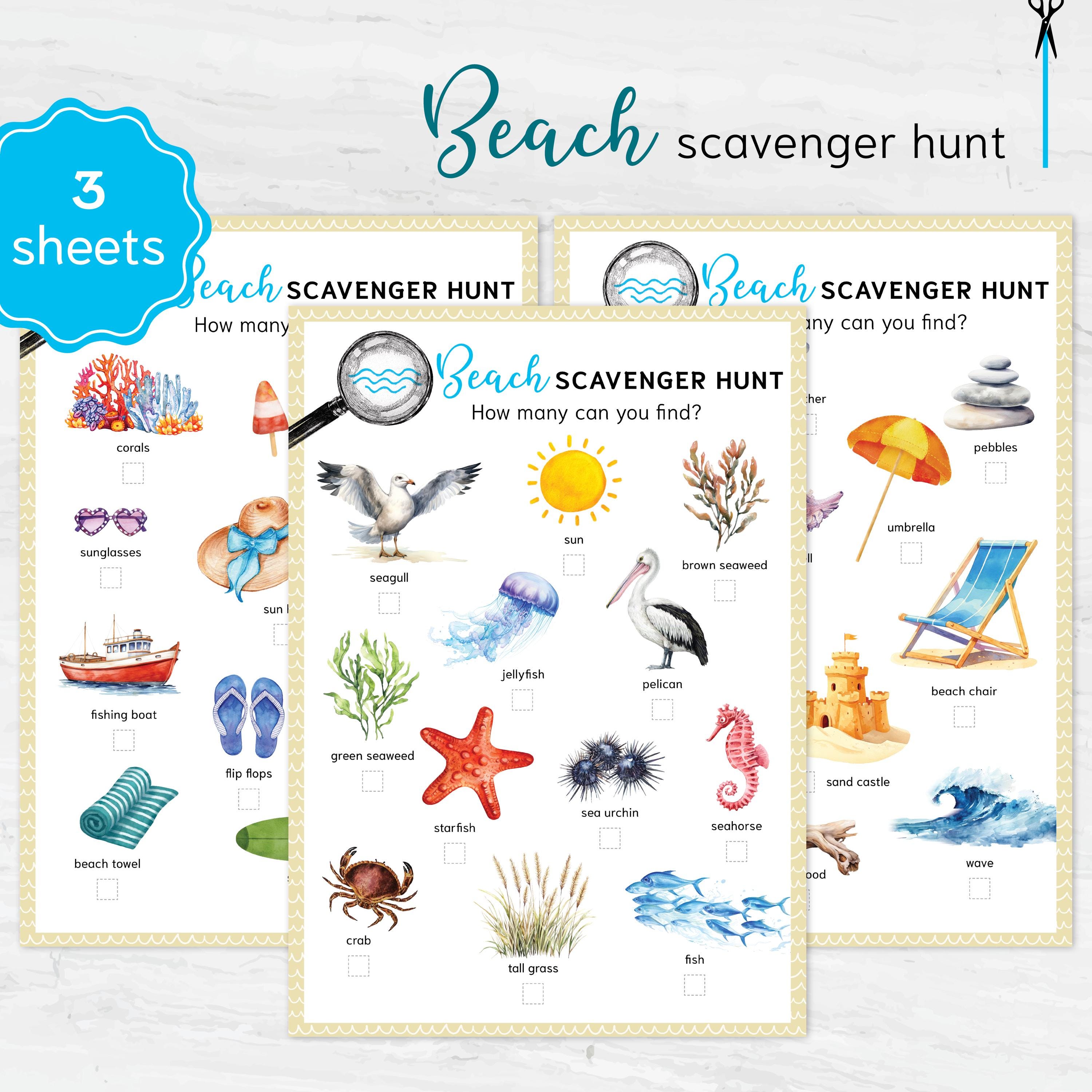 Beach Scavenger Hunt. Printable Summer Nature Activity. Outdoor Beach ...