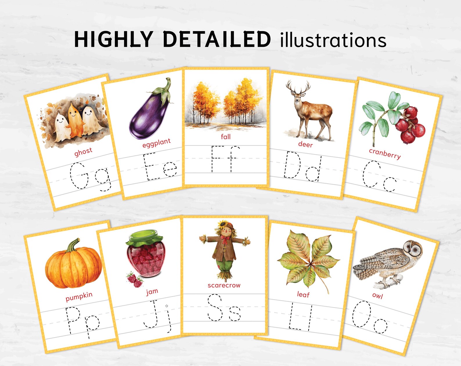 Fall Alphabet Tracing Cards – Printable Autumn Themed Letter Learning ...