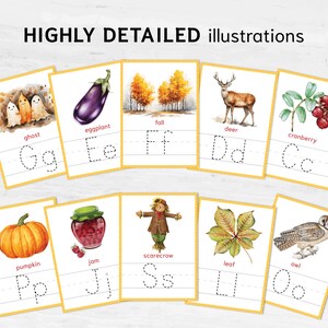 Fall Alphabet Tracing Cards – Printable Autumn Themed Letter Learning ...