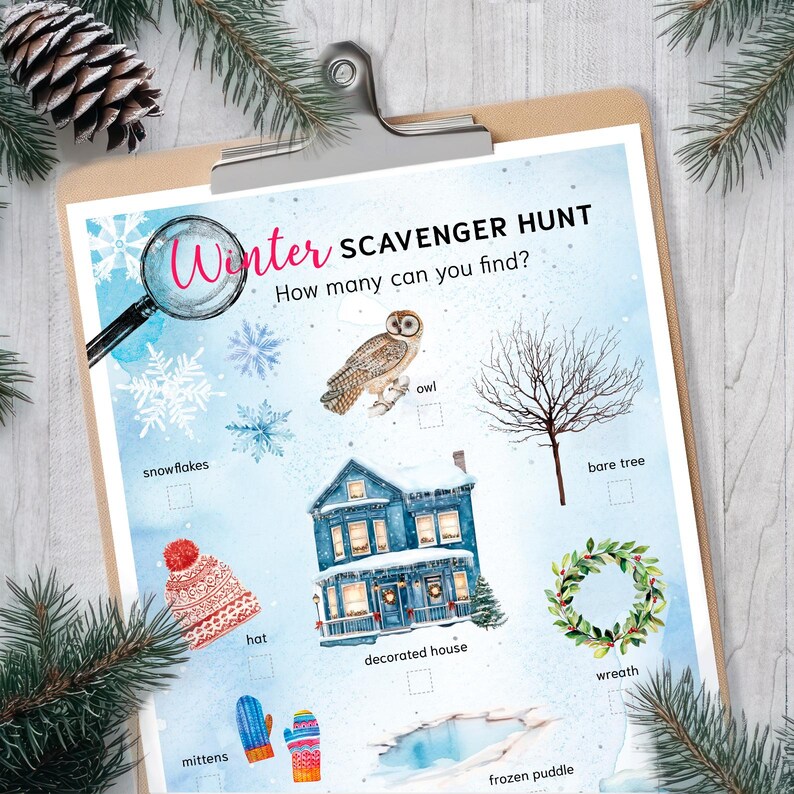 Printable Winter Scavenger Hunt for Kids Fun Winter Nature Activity ...