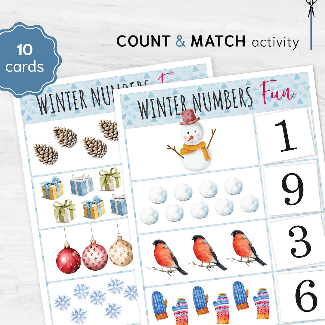 Winter Counting Activity for Toddlers. Winter Numbers Count & Match ...