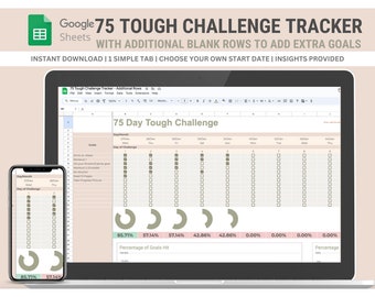 75 Soft Challenge Tracker With Additional Rows to Add Own Goals for ...