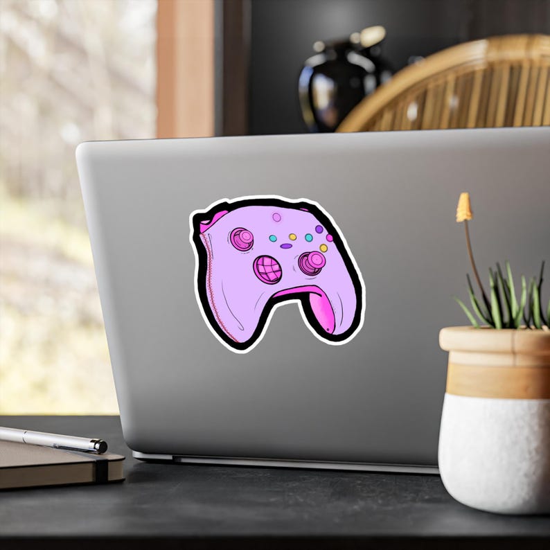 Vinyl Kiss-cut Stickers - Retro Gamer Sticker - Violet Pastel - Laptop ...