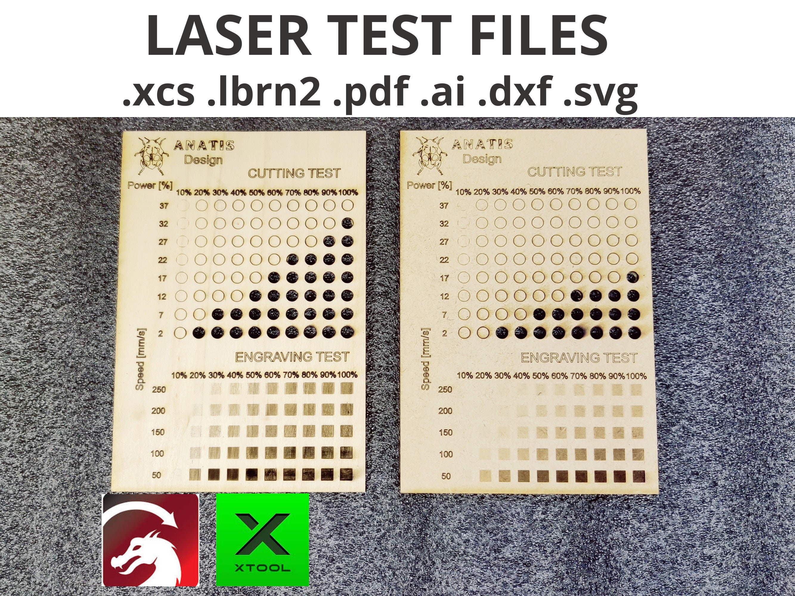 Xtool Test File, Svg Laser Cut File, Lightburn Material Test Card ...