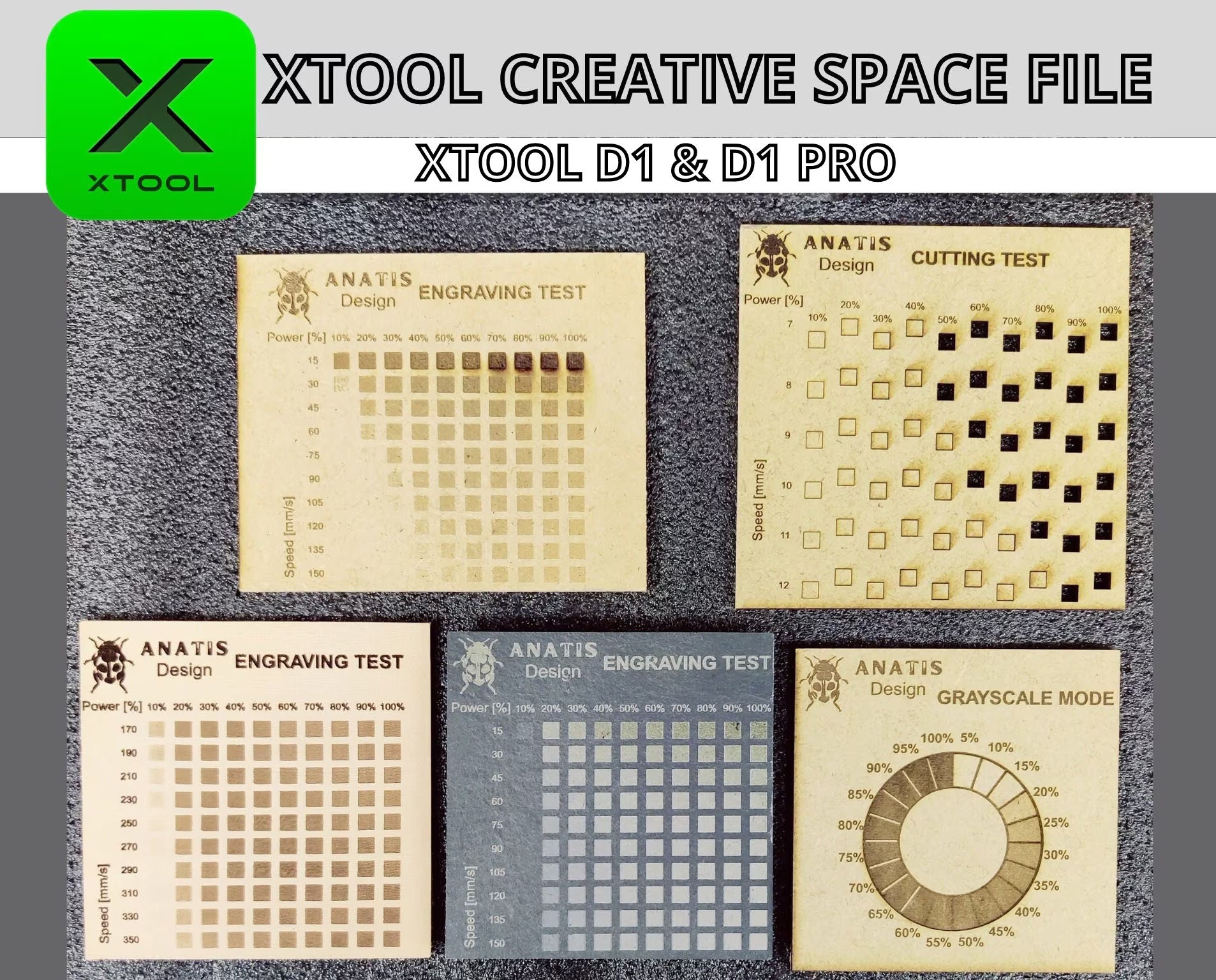 Xtool Creative Space Test File, Laser Cutting Test, Xtool D1, Laser ...