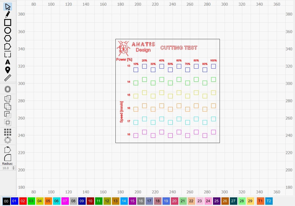 Laser Test Files, Lightburn, Material Test Card, Cutting, Engraving ...