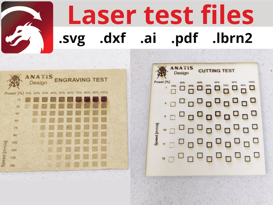 Laser Test Files, Lightburn, Material Test Card, Cutting, Engraving ...