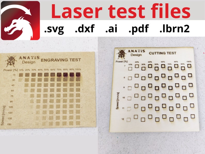 Laser Test Files, Lightburn, Material Test Card, Cutting, Engraving ...
