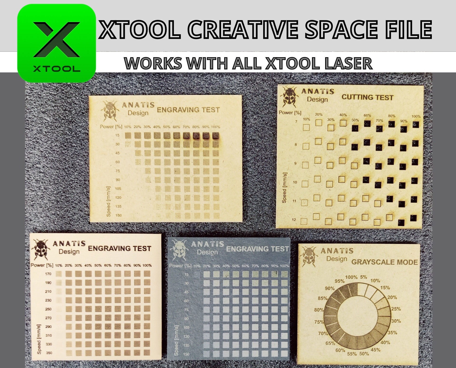 Xtool Creative Space Test File, Laser Cutting Test, Xtool D1, Laser ...