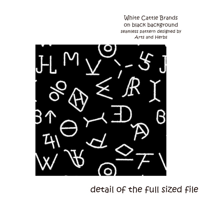 White Cattle Brands on Black Background, Seamless Pattern - Etsy