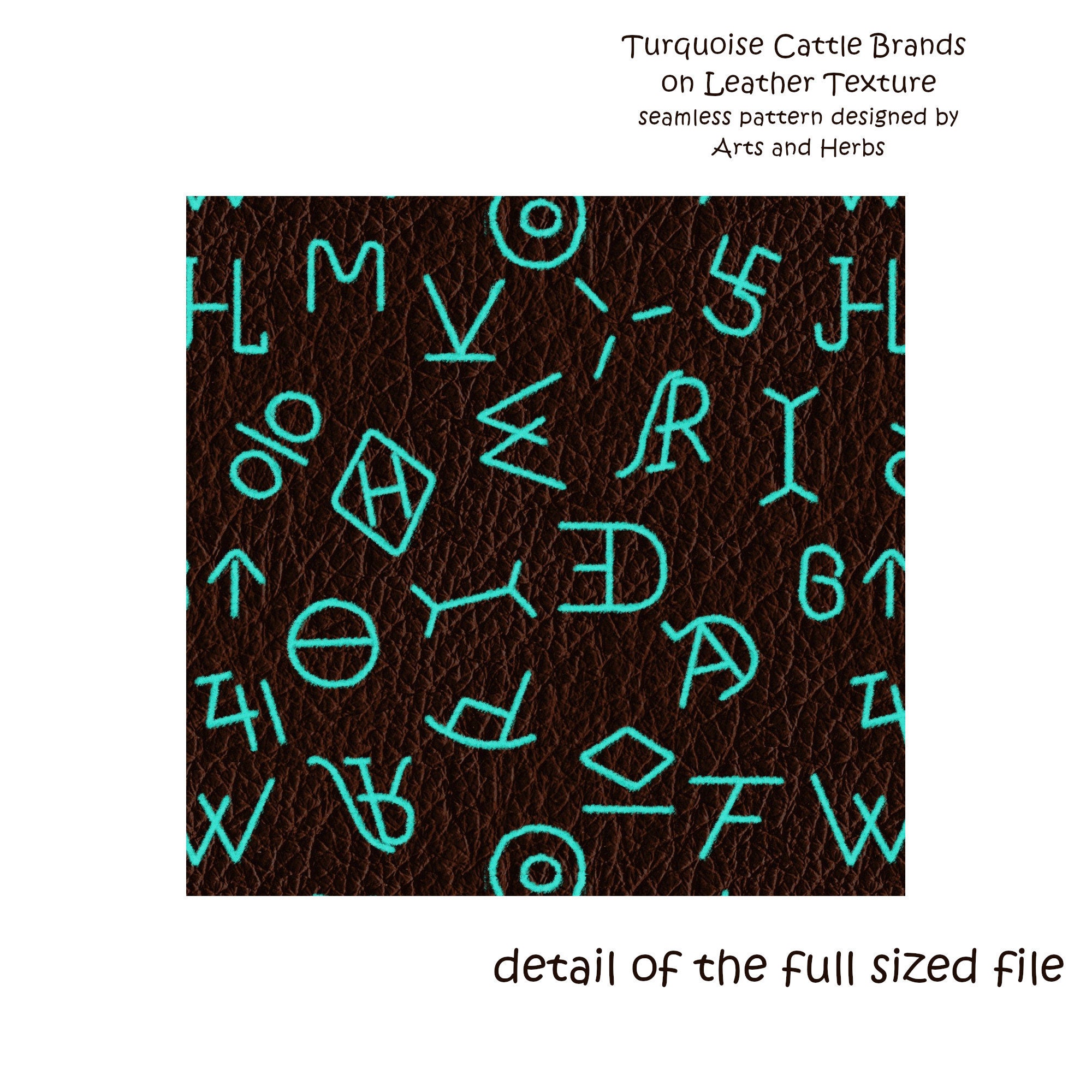 Turquoise Cattle Brands Seamless Pattern - Etsy