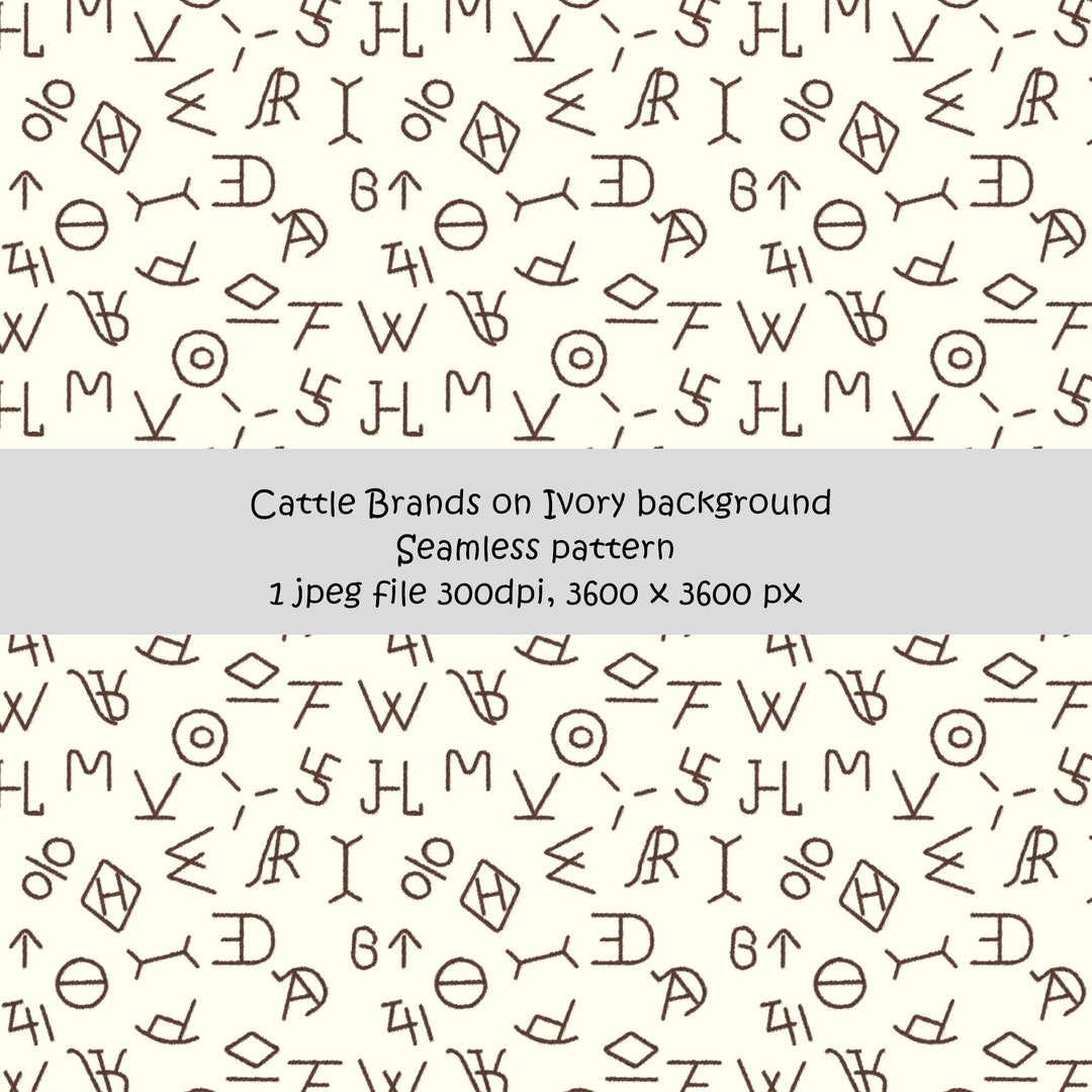 Cattle Brands on Ivory Background, Seamless Pattern - Etsy