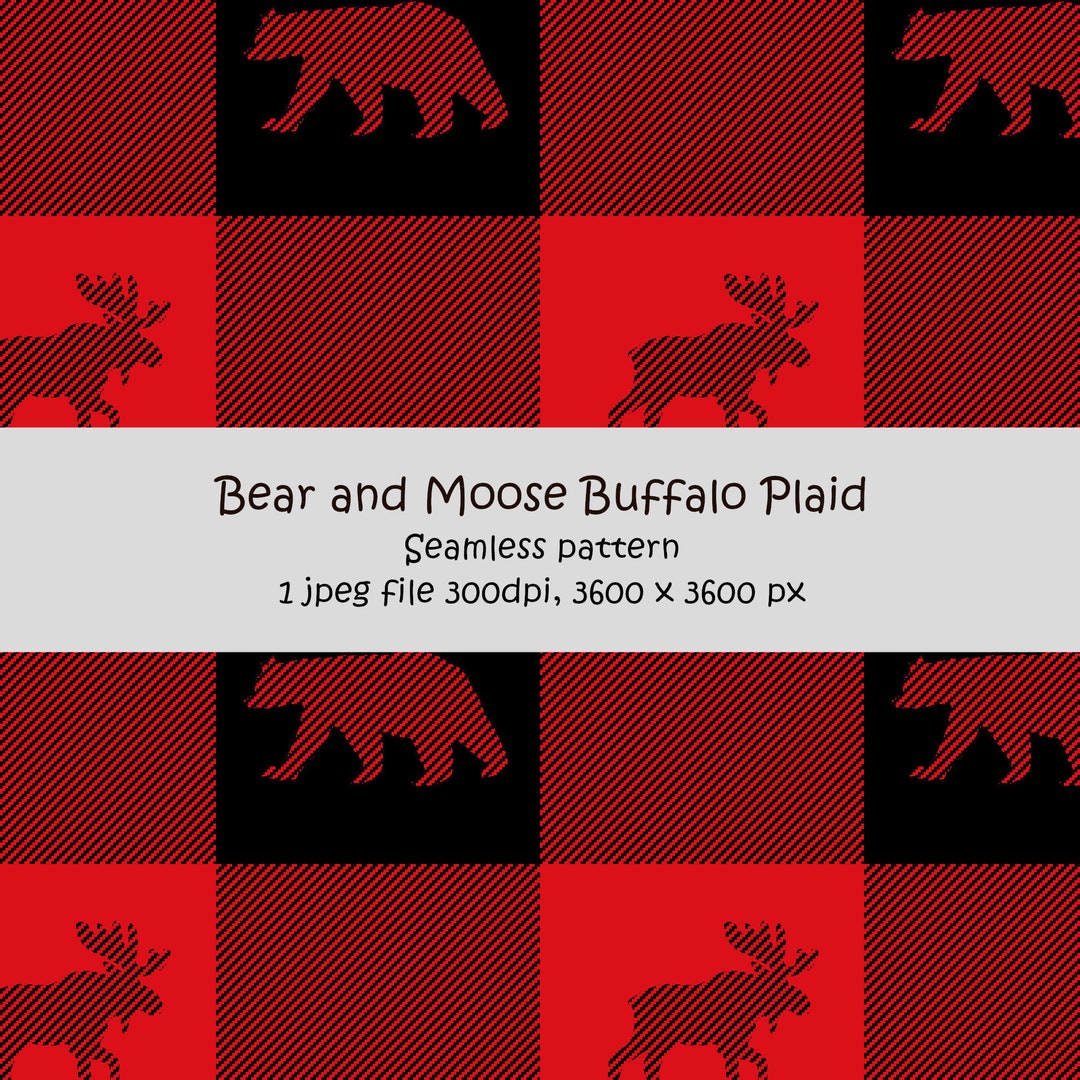 Bear and Moose Buffalo Plaid Seamless Pattern - Etsy