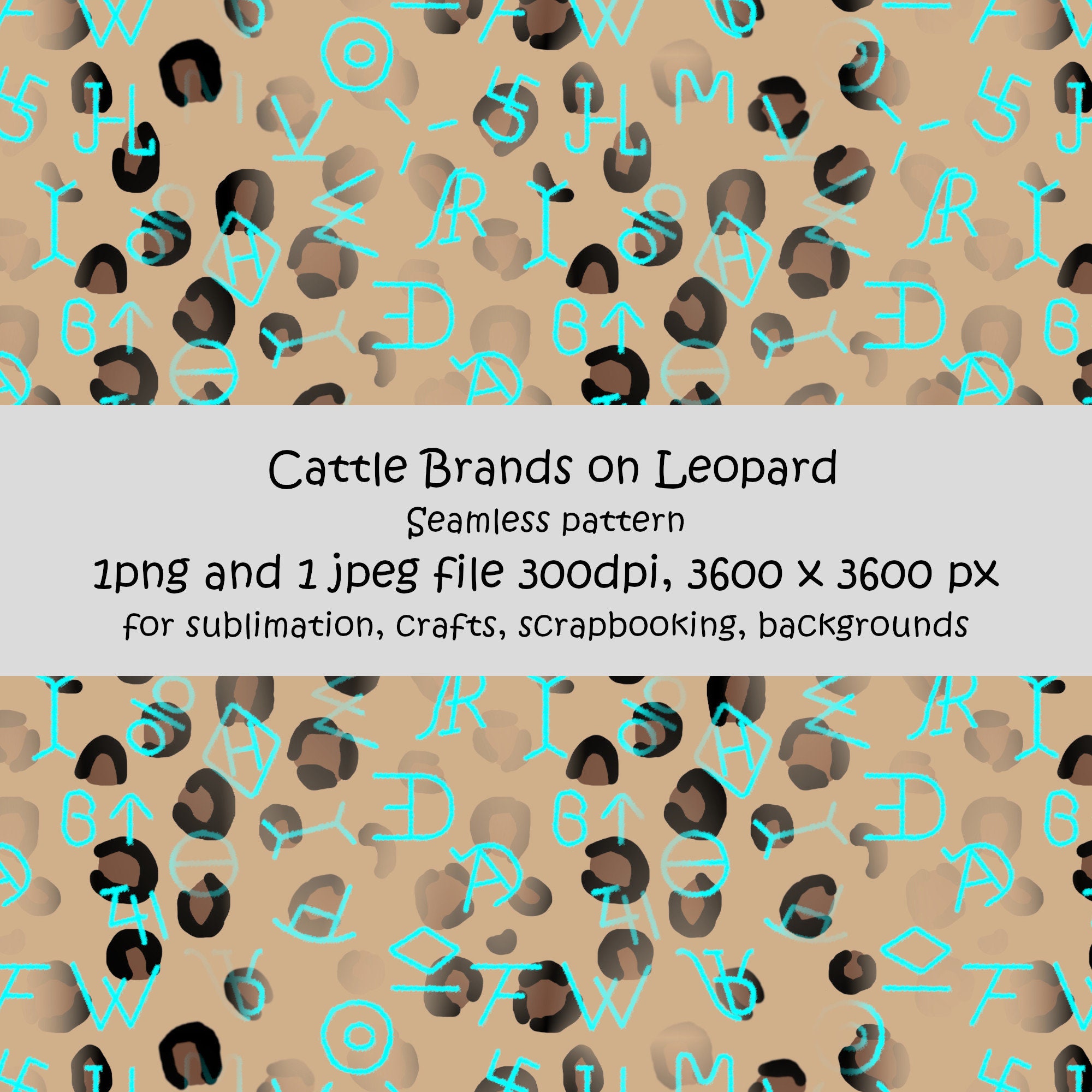 Cattle Brands on Leopard, Seamless Pattern. - Etsy