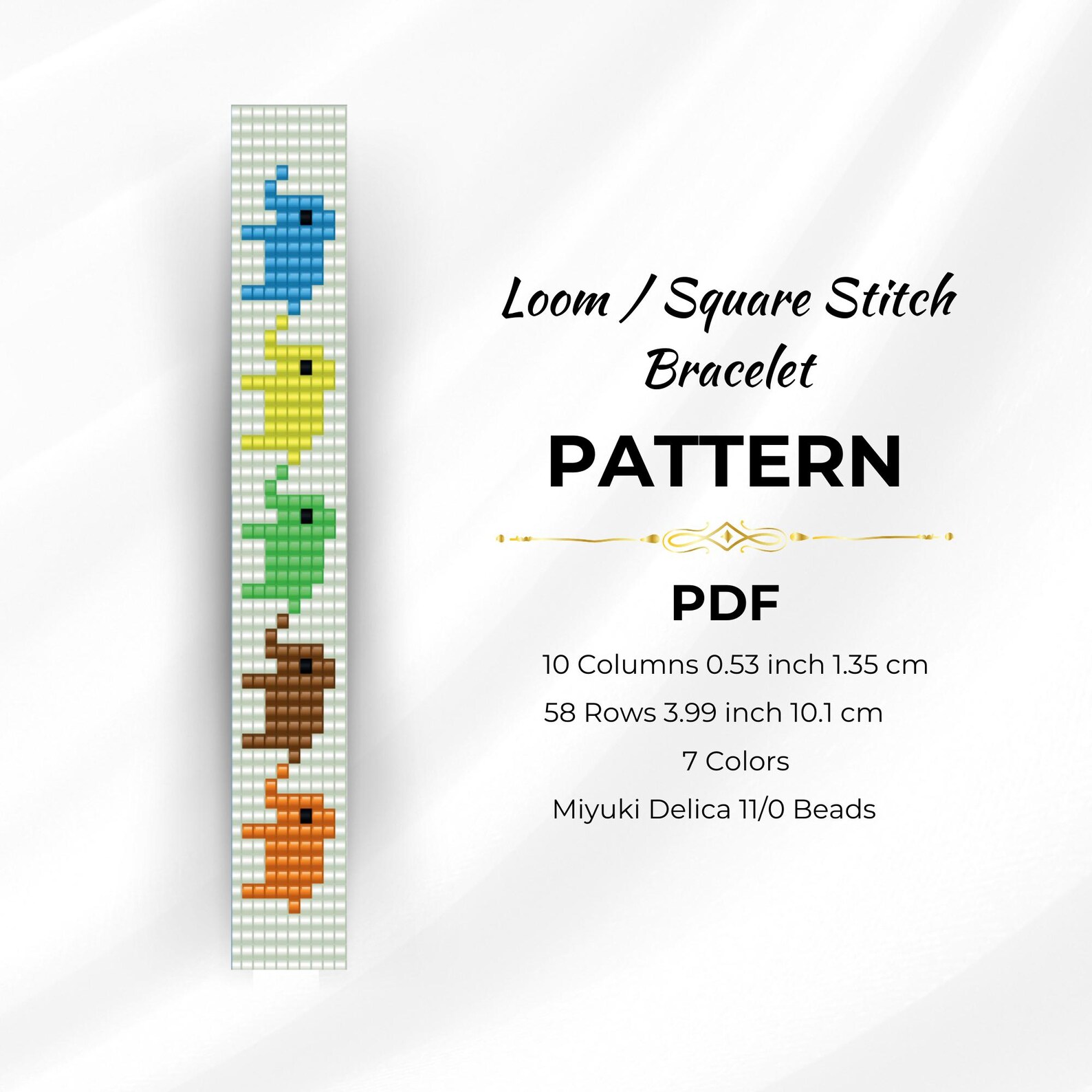 Elephant Bead Loom Bracelet Pattern, Cute Animal Design for Miyuki ...