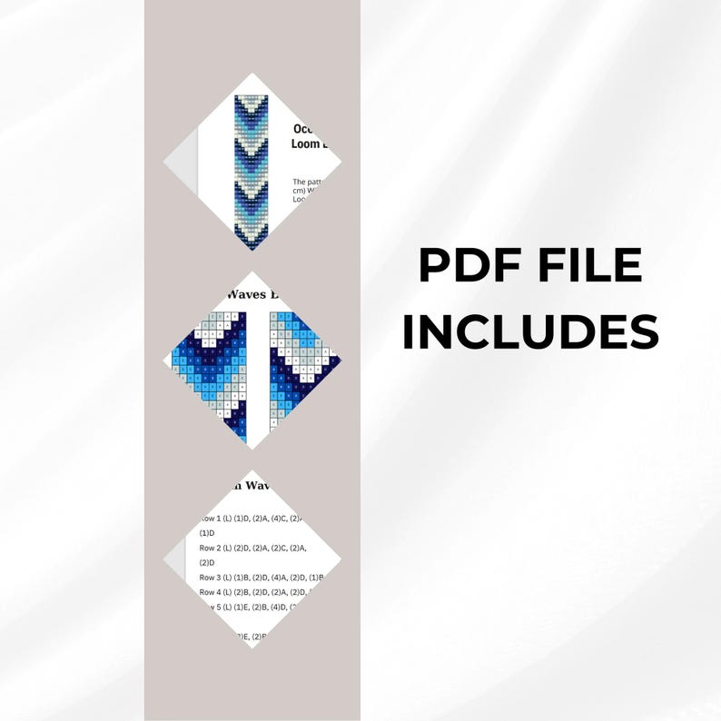 Ocean Waves Bead Loom Bracelet Pattern, DIY Beadwork Jewelry, Instant ...