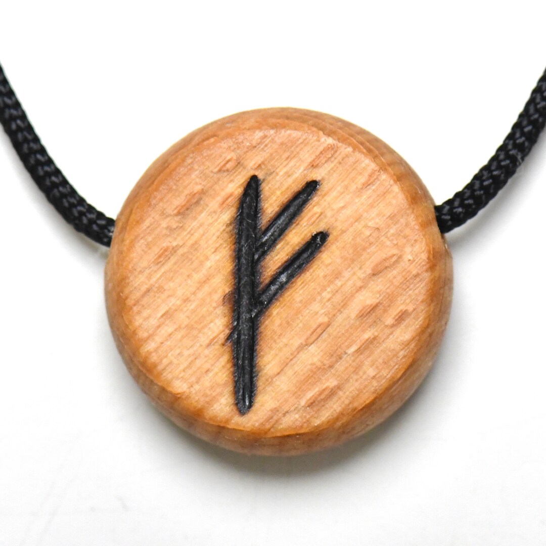 Viking Rune FEHU Amulet Made of Beech Hardwood With Hand-burned ...