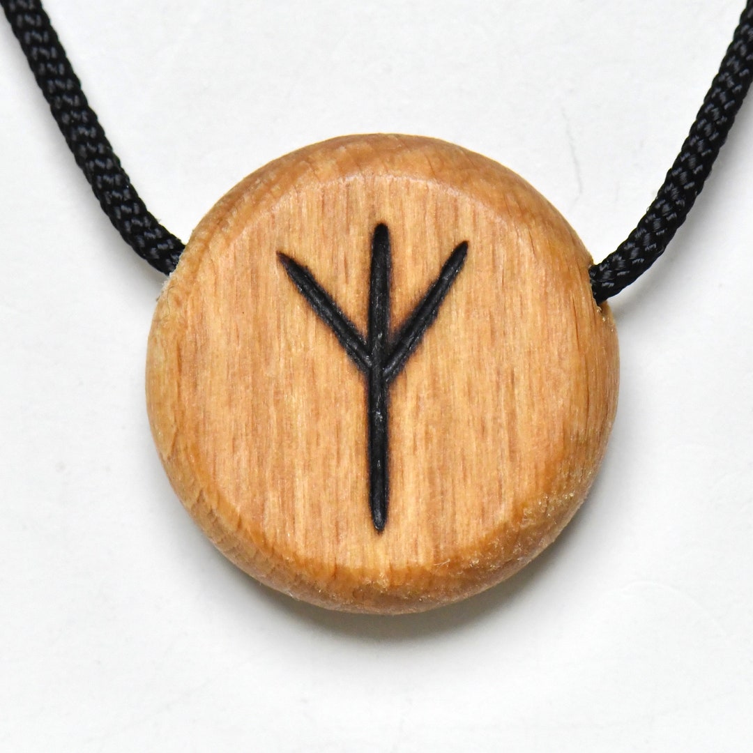 Viking Rune ALGIZ Amulet Made of Beech Wood Hardwood With Hand-burned ...
