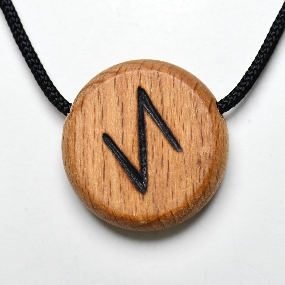 Viking Rune EIHWAZ Amulet Made of Beech Hardwood With Hand-burned ...