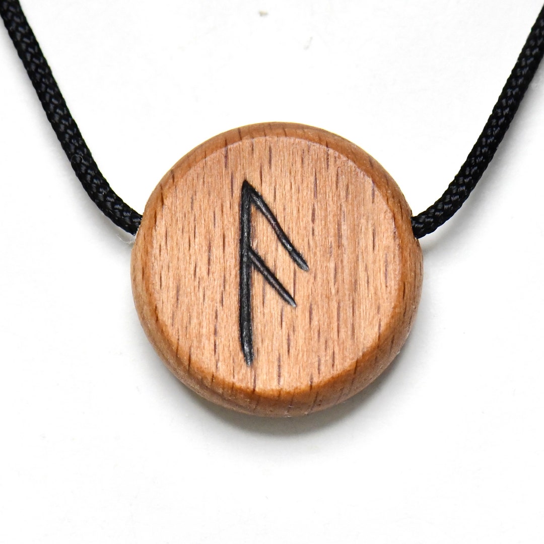 Viking Rune ANSUZ Amulet Made of Beech Hardwood With Hand-burned ...