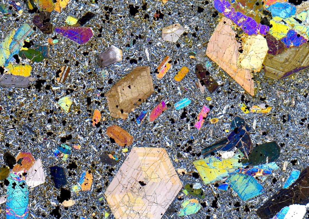 ESSEXITE PORPHYRY Thin Section Rock Mineral Microscopic Preparation Mineralogy Geology ...