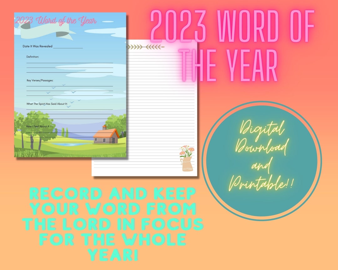 2023 Word of the Year Printable, Word of the Year Digital Download ...