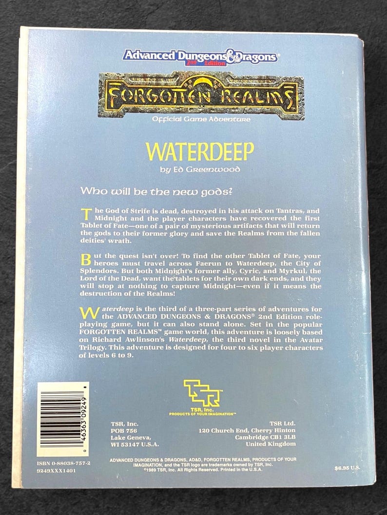 Advanced Dungeons & Dragons 2nd Edition Forgotten Realms Official Game ...