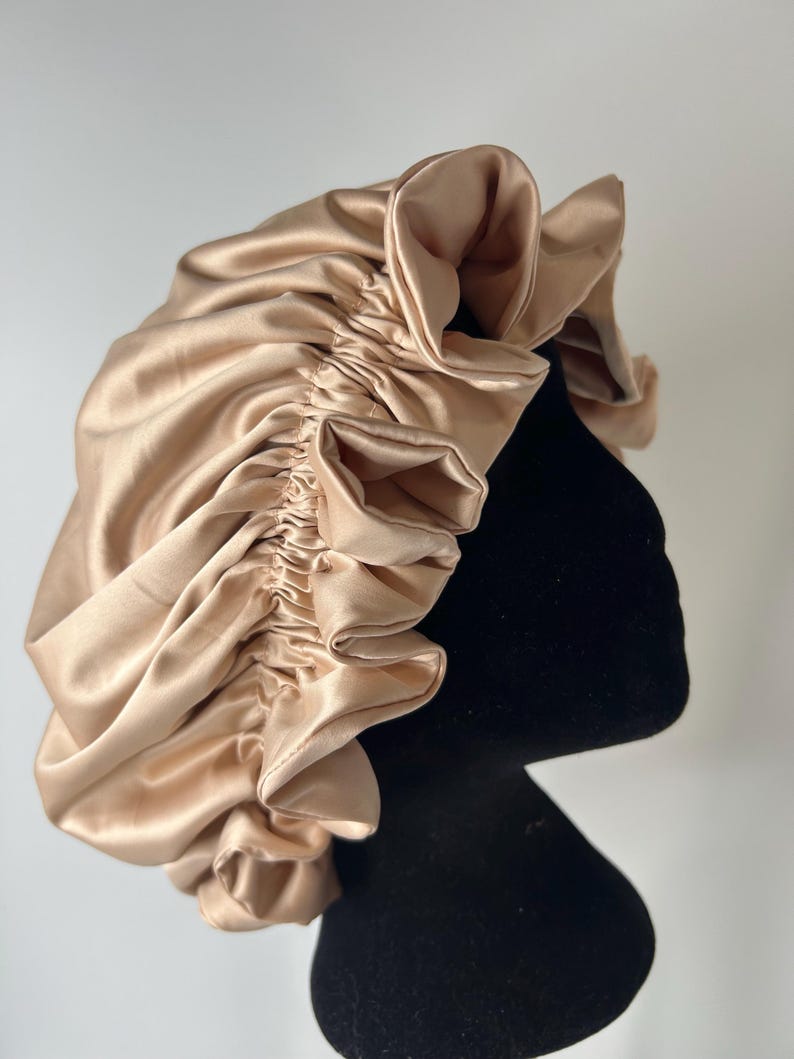 Extra Large Silky Satin Sleep Bonnet With Scrunchie –satin Sleep Bonnet ...