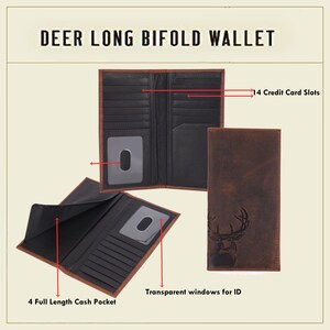 Personalized Deer Leather Long Bifold Wallet: Rodeo Style Gift for ...