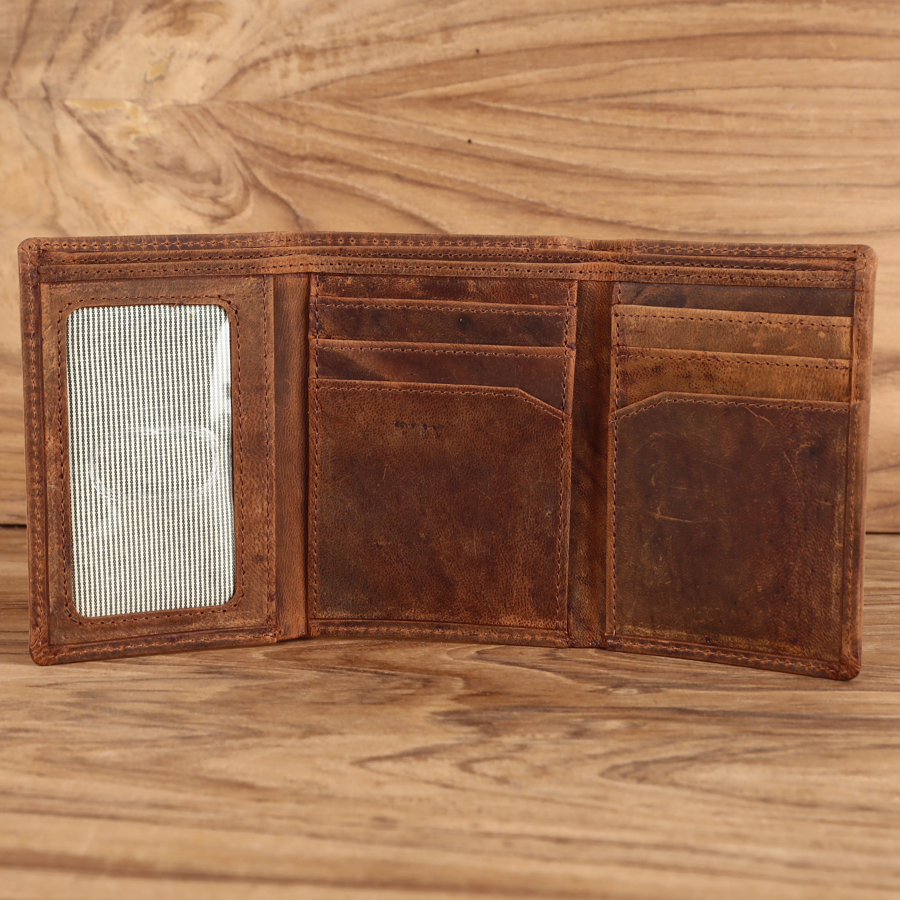 Wild Wolf Trifold Wallet,men's Leather Wallet,tri-fold Personalized ...