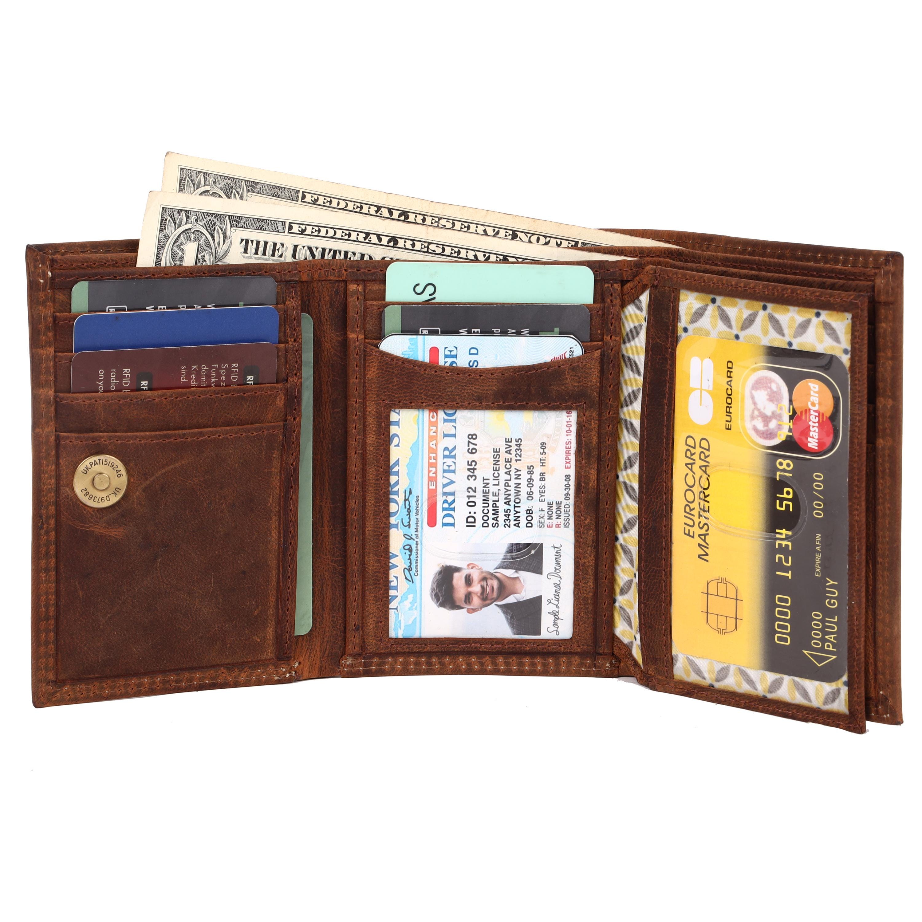 Full Grain Leather Trifold Men's Wallet, RFID Blocking, Personalized ...