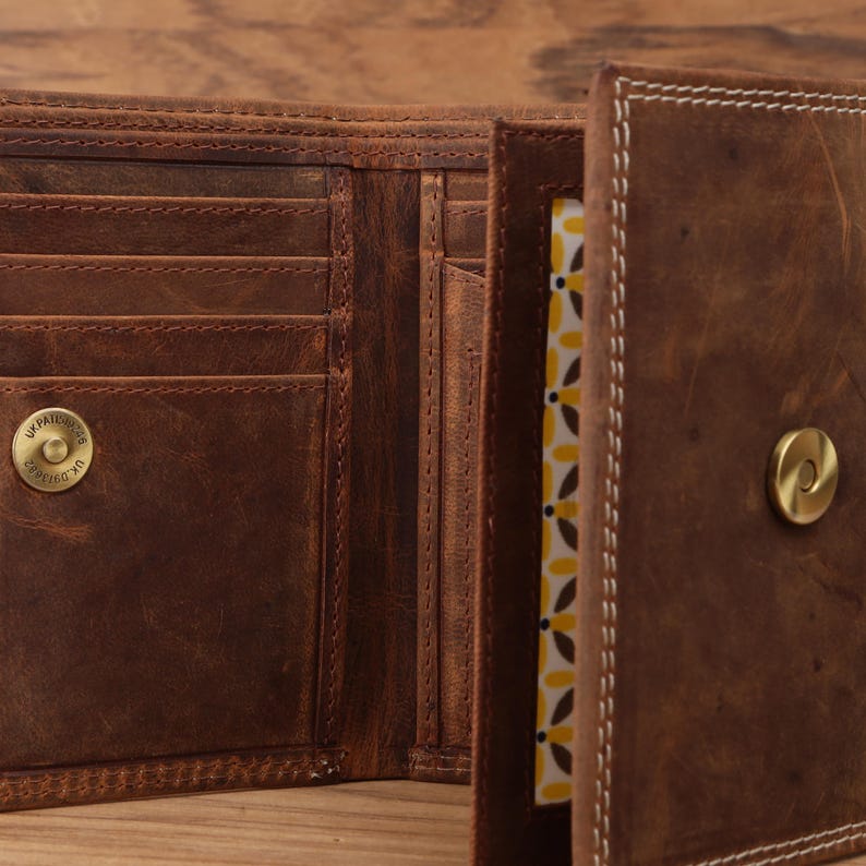 Personalized Full Grain Leather Trifold Wallet for Men RFID Blocking ...