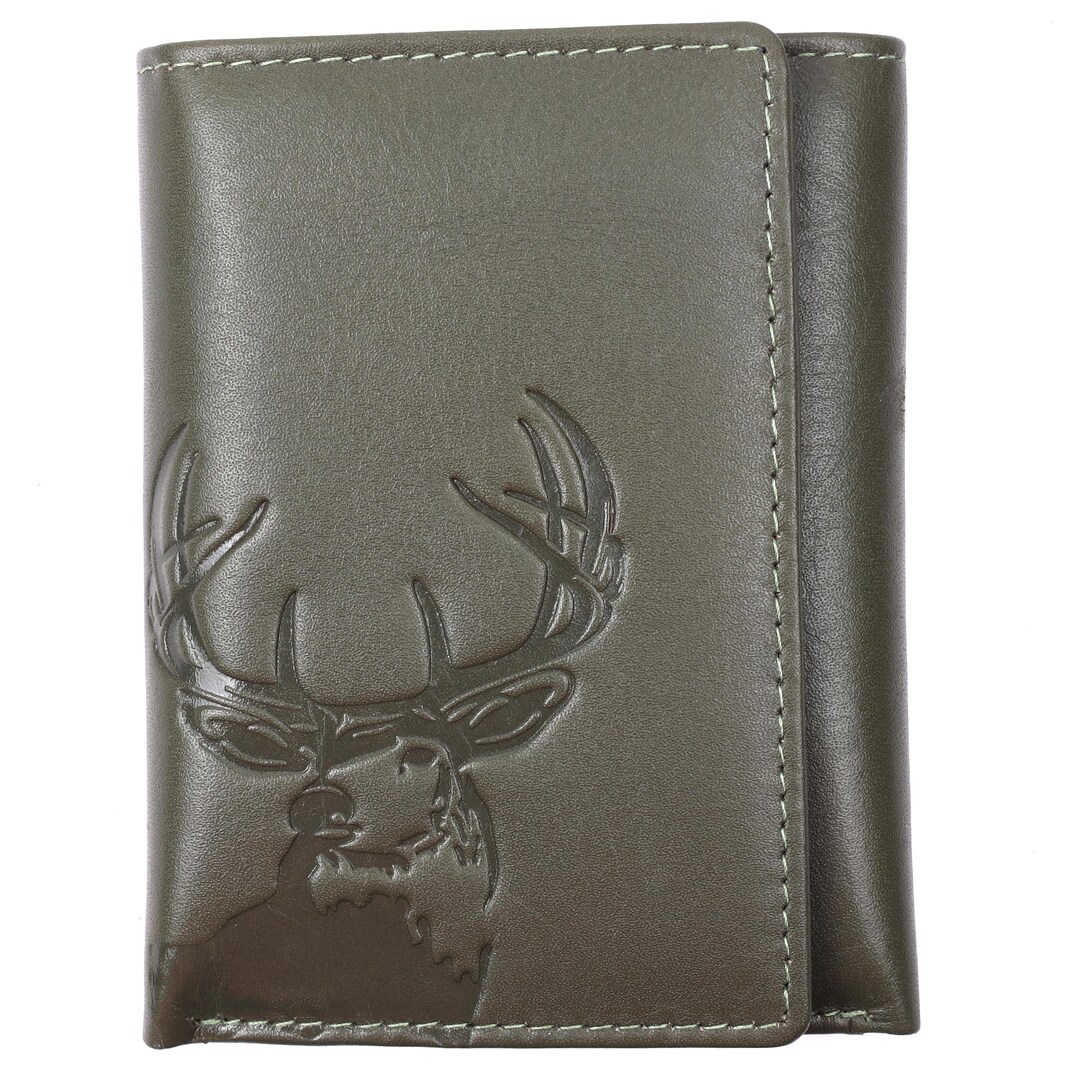 Deer Embossed Trifold Wallet – Full Grain Leather, RFID Blocking ...